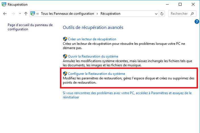 Comment créer un point de restauration Windows 10