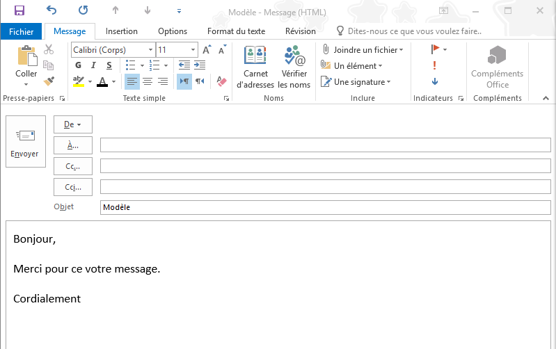 Comment créer un modèle pour les messages Outlook