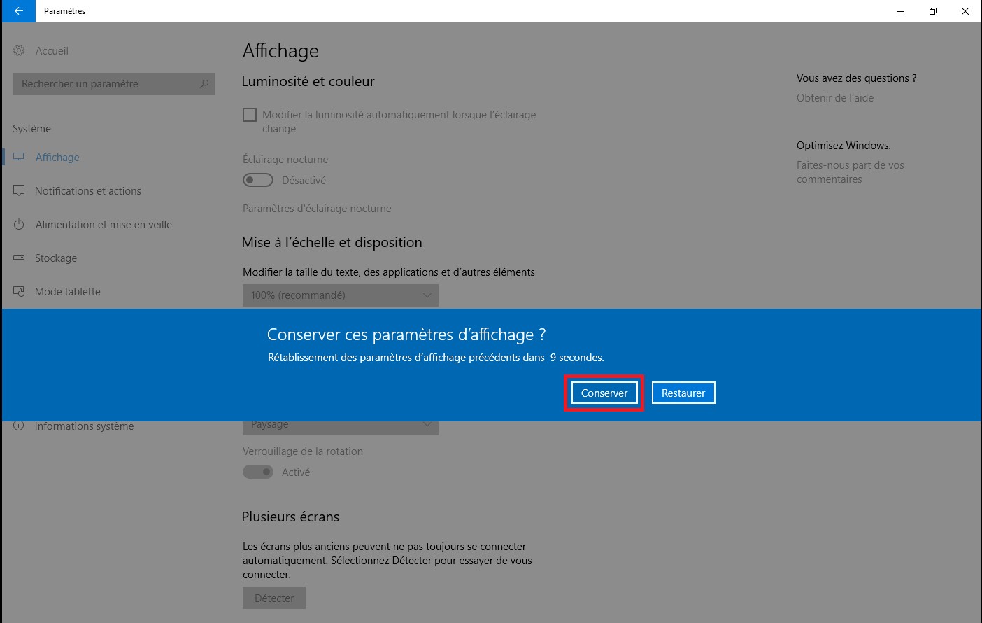 Modifier la résolution écran sur Windows 10